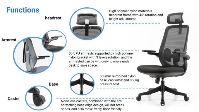BIFMA Standard Ergonomic Gaming Office Chair For Computer 660MM Nylon ...